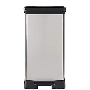 Curver Lid in Stainless Steel Like Finish, Recycling Perfect for Household Use Indoor for Garbage Disposal, 50 Liter, Metallic