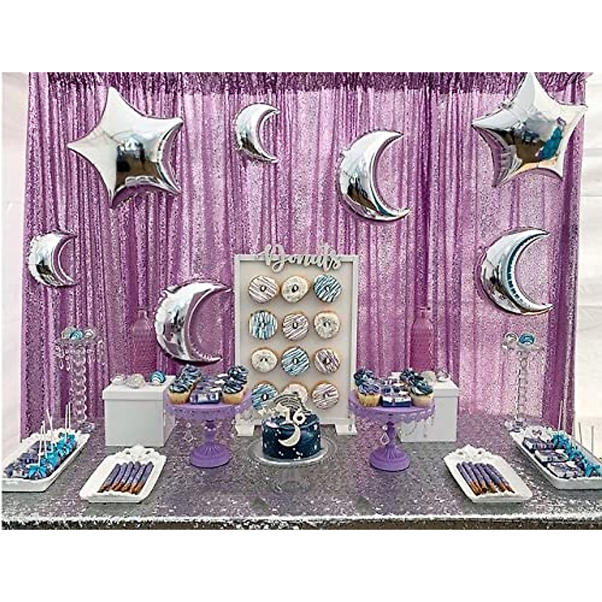 Light Purple Sequin Backdrop Curtains 2 Panels 2FTx8FT Photo Backdrop Glitter Birthday Party Curtains