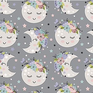 Stesha Party Floral Moon Baby Shower Wrapping Paper - Folded Flat 30 x 20 Inch - 3 Sheets