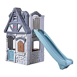 Step2 Enchanting Adventures 2-Story Kids Playhouse – Kids Play Set with Elevated Children’s Playhouse, Kids Slide, and Kitchenette – Large Backyard Playhouse
