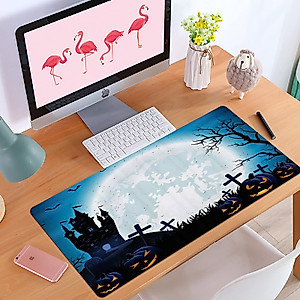 Gaming Keyboard Mouse Pad Gaming Halloween Dead Moon Castle Cross Horror Pumpkin Lantern Dead Tree Spooky suitable for desktop notebook computers