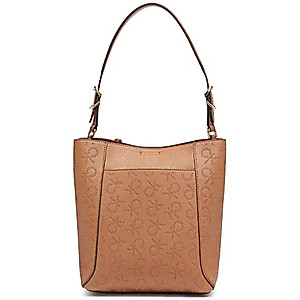 Calvin Klein Denver Perforated Montego Logo Hobo Shoulder Bag, Caramel Perf