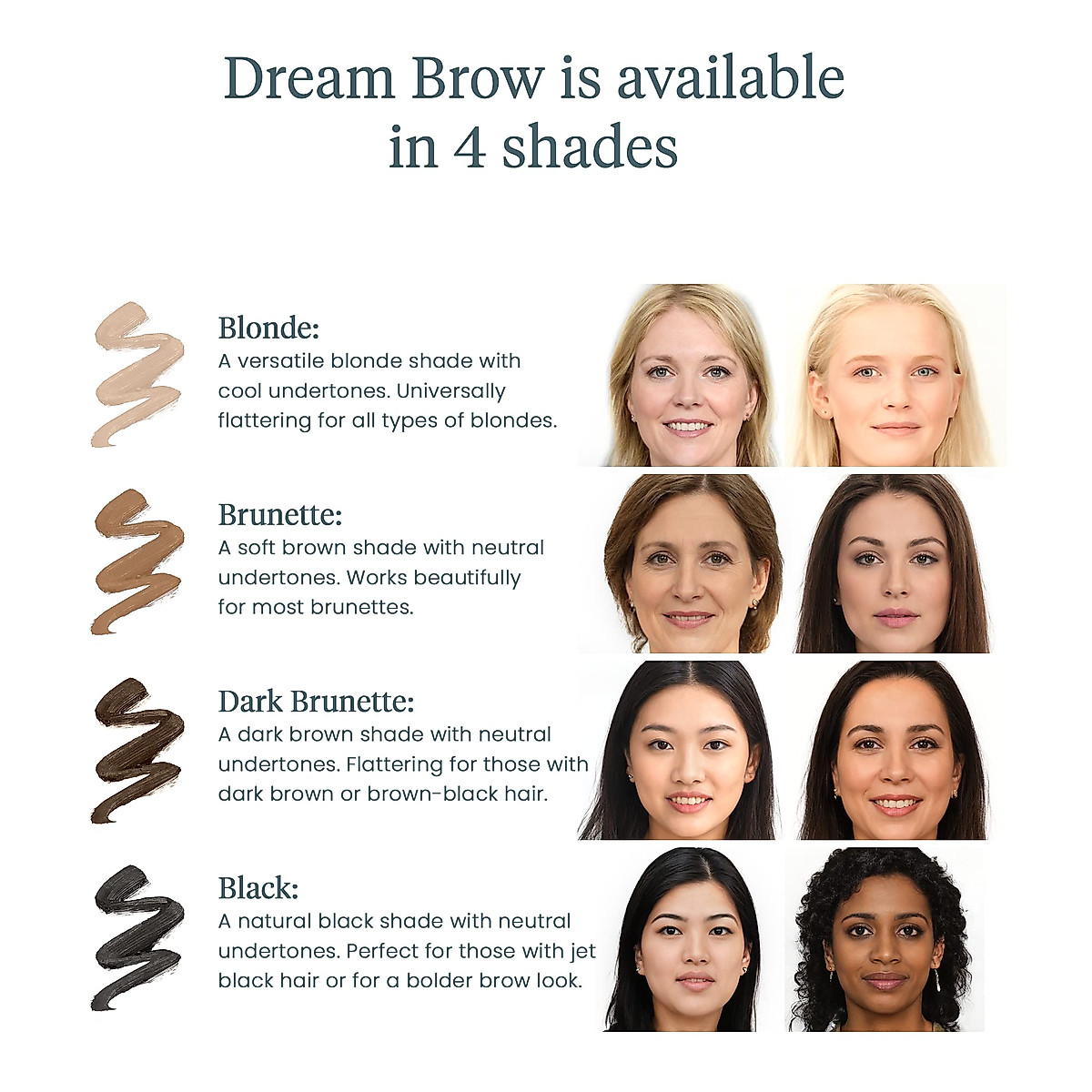 Wonderskin Dream Brow Eye Brow Gel, Transfer Proof Eyebrow Mascara, Long Lasting One-Step Eyebrow Tinted Filler, Dark Brown (Dark Brunette)
