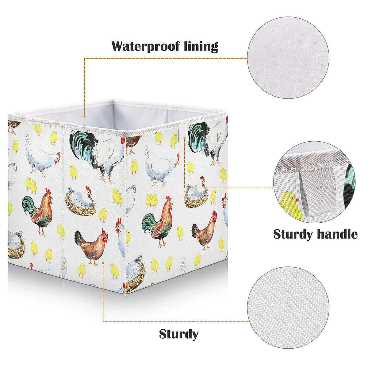 KOPIRIT Rooster Chicken Storage Baskets Clothing Closet Organizers Storage Bins Foldable Storage Box for Closet Shelves Organizing