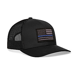 HAKA Thin Blue Line Hat, American Flag Trucker Hat for Men & Women, Honoring Law Enforcement Officers, Adjustable Baseball Cap