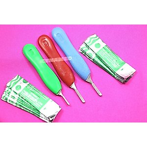 3 PCS Scalpel Handle # 3 +#4 + #5 + 60 Scalpel Blades Suitable for Dermaplaning, Crafts Pack of 3-CYNAMED