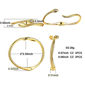 Presentski Snake Bracelets Gold Open Bangle Cuff Bracelet Snake Jewelry for Women Serpent Wrap Bypass Bracelet Adjustable
