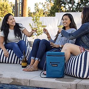 CleverMade Wine Bottle and 6 Pack Cooler Bag; Insulated Leakproof Tote with Removable Ice Pack and Corkscrew Bottle Opener, Teal