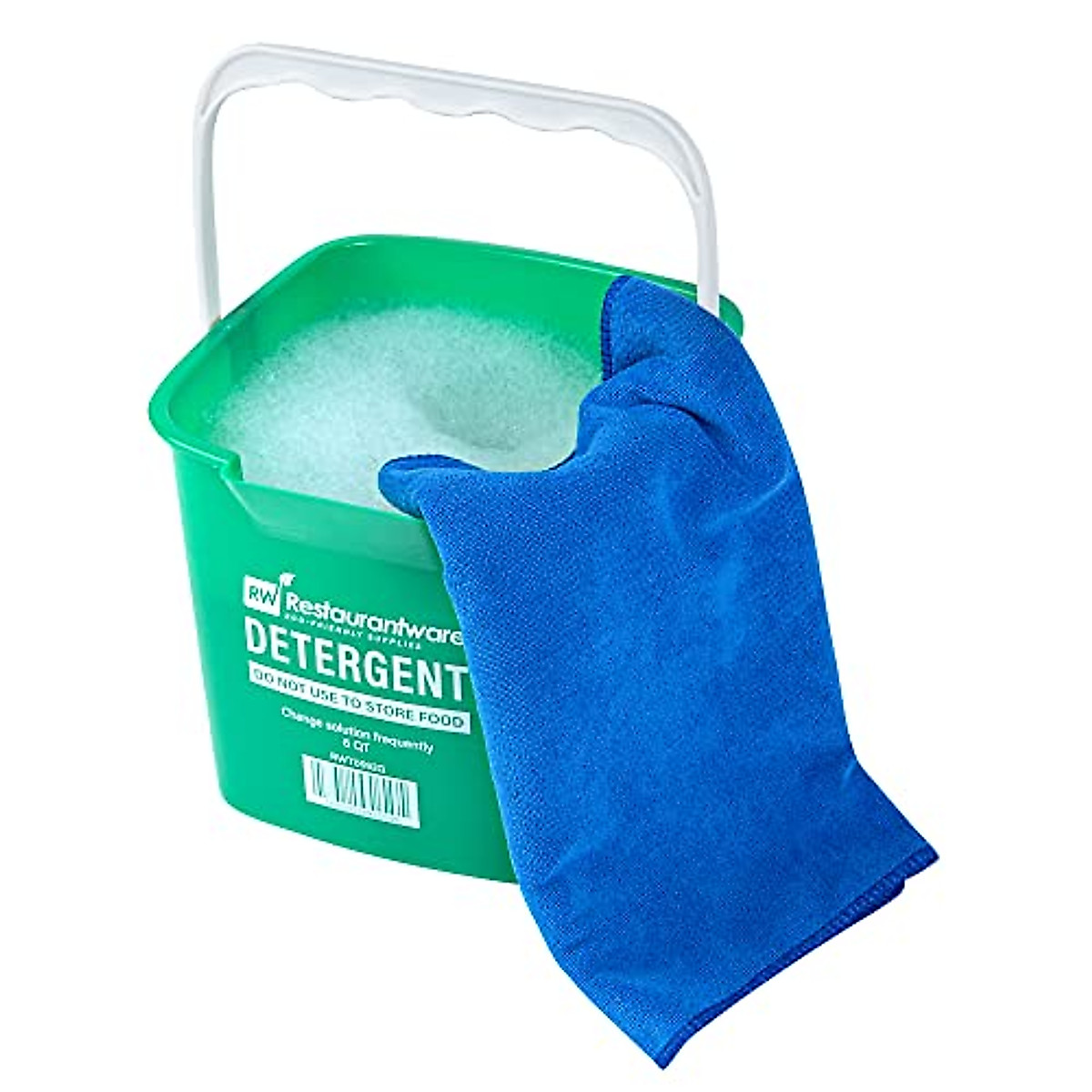 RW Clean 6 Quart Cleaning Buckets, 10 Detergent Square Buckets - With Measurements, Built-In Spout And Handle, Green Plastic Utility Buckets, For Home Or Commercial Use, - Restaurantware