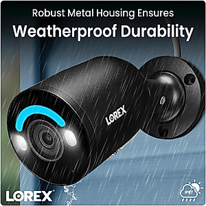 Lorex 4K 8MP Deterrence Bullet AI PoE IP Wired Add-On Metal Indoor/Outdoor Camera - Smart Security Lighting, Color Night Vision, Smart Motion Detection Plus, Two-Way Audio, IP67 Weatherproof Rated