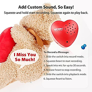 EKSEN Heart Voice Recorder, 30 Seconds Voice Recorder for Stuffed Animal, Plush Toy, etc. Kids Voice Recorder, Sound Box for Voice Gifts. (Red - 1 Pack)