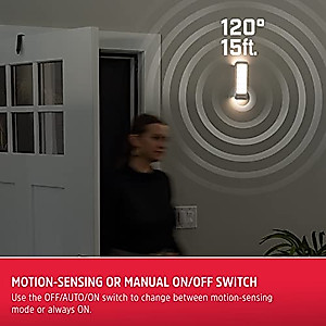 Energizer Wall Sconce, Battery Operated Modern Lamp, Nightlights, Stick Anywhere, Wireless Motion Activated LED Light Fixture for Hallway, Aisle, Kitchen, Lobby, Bathroom, 40644, White