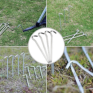 Tent Pegs - 18Pcs Aluminium Tent Stakes Pegs with Hook - 7’’ Hexagon Rod Stakes Nail Spike Garden Stakes Camping Pegs for Pitching Camping Tent, Canopies