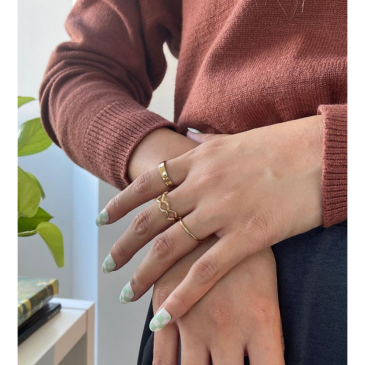 Pearich 14K Gold Filled Stacking Rings Band Rings for Women Thin Gold Ring Plain Statement Ring Comfort Fit Size 8