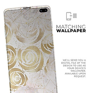 DesignSkinz Karamfila Watercolor & Gold V14 Protective Vinyl Decal Wrap Skin Cover Compatible with The Samsung Galaxy S20 (Screen Trim & Back Glass Skin)