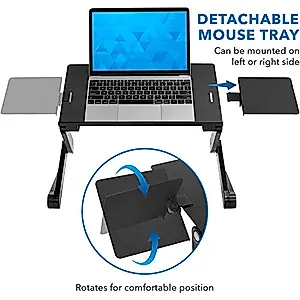Mount-It! Adjustable Laptop Stand with Built-in Cooling Fans and Mouse Pad Tray, Easy to Use Ergonomic Laptop Stand for Bed, Couch, and Table, Portable and Lightweight