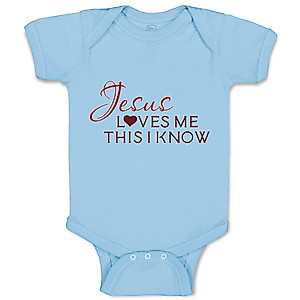 Cute Rascals Baby Bodysuit Jesus Loves Me This I Know Christian Jesus God Style B Boy & Girl Baby Clothes Funny Cotton Light Blue Design Only Newborn