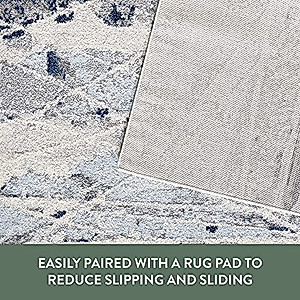 Edenbrook Area Rugs for Living Room - Navy and Cream Distressed Area Rug -Low Pile for High Traffic Areas, 5x8