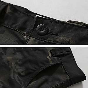 TRGPSG Men's Ripstop Wild Cargo Pants Multi-Pocket Military Army Camo Casual Work Combat Trousers 5335 Dark Camo 36