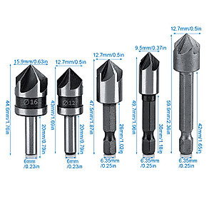 【𝐄𝐚𝐬𝐭𝐞𝐫 𝐏𝐫𝐨𝐦𝐨𝐭𝐢𝐨𝐧】 Countersink Drill Bit Set, 5 Pcs/Set High Speed Steel Industrial Countersink Drill 5 Flutes Woodworking Chamfering Cutter