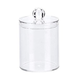 Transparent Round Cotton Bud Case Acrylic Cotton Swab Holder Storage Container Organizer for Cotton Swabs or Cotton Buds
