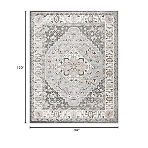 Gertmenian Modern Indoor Area Rugs, Machine-Woven, High Traffic, Non-Shedding & Stain-Resistant, for Living Room, Dining Room, Bedroom, Office, 8x10 Large, Traditional Oriental Gray, 38868