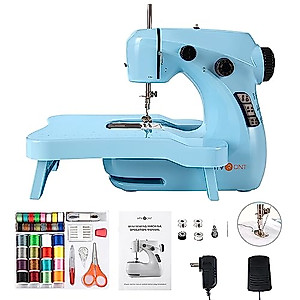 HTVRONT Mini Sewing Machine for Beginners - Portable Sewing Machine with Extension Table, Foot Pedal, Light, 42 Pcs Sewing Set, etc. Dual Speed Small Sewing Machine for Beginners and Kids