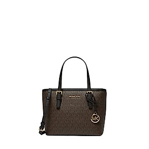 Michael Kors XS Carry All Jet Set Travel Womens Tote (BROWN/BLK)