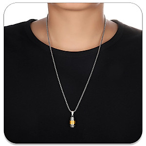 PEAS Fashion Titanium Steel Pill Locket Necklace Prayer Wheel Pendant Necklace