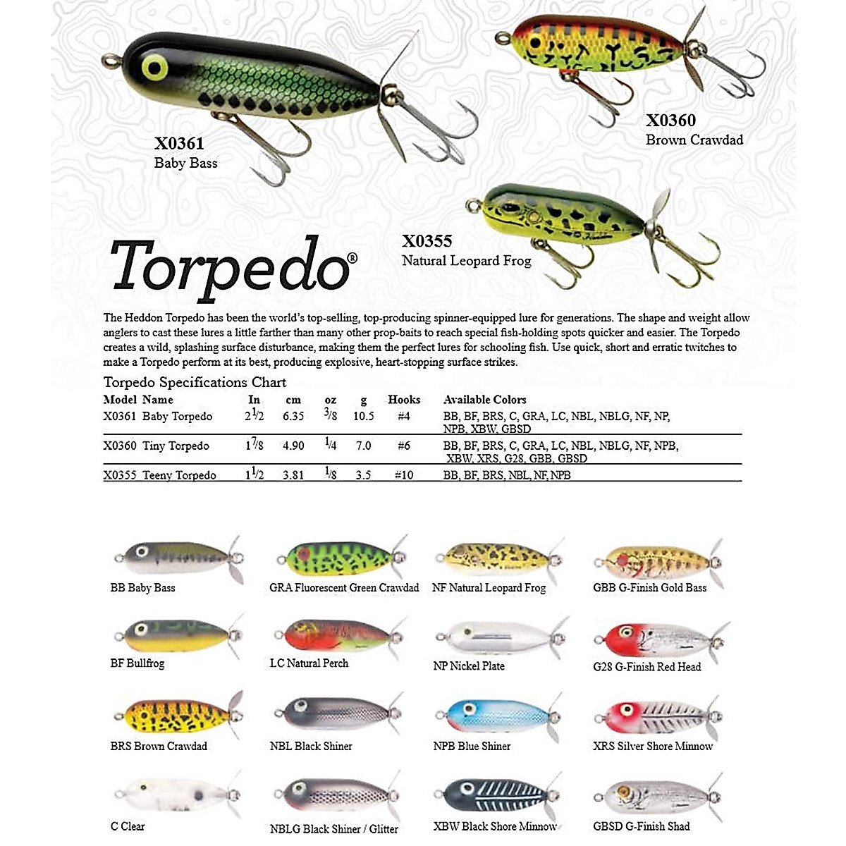 Heddon Tiny Torpedo (Baby Bass, 1 7/8-Inch)
