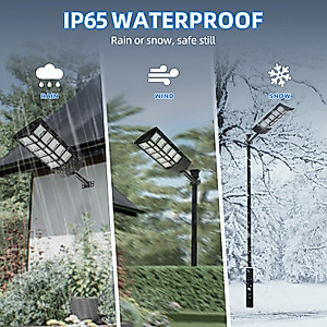 mulzadl Solar Street Lights Outdoor Waterproof - 2800W Solar Led Parking Lot Lights Dusk to Dawn - Wide Angle Flood Lights with Motion Sensor and Remote Control for Yard Garden Garage Piazza