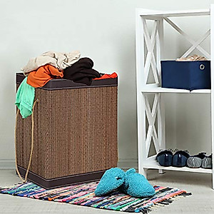 Giantex 5-Piece Bamboo Hampers Large and Square,for Shelves Clothes, Toys, Books Organizer Home Storage Basket W/Lid,Triple Handles Eco-Friendly Material Dust-proof Laundry Storage Basket Set