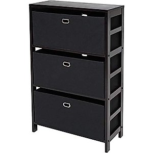 Winsome Torino 4-PC Set Shelf w Fabric Baskets Storage and Organization, Espresso/Black