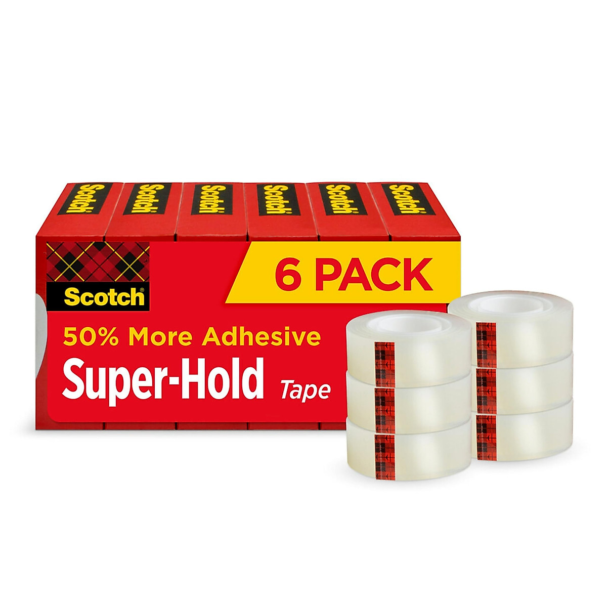 Scotch Super-Hold Tape, 6 Rolls, 50% More Adhesive, Trusted Favorite, 3/4 x 800 Inches, Boxed (700S6)