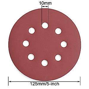 Aiyard 5-Inch 8-Hole Hook and Loop Sanding Discs, 600/800/1000/1200/1500/2000 Fine Grits Sandpaper for Random Orbit Sander, 60-Pack