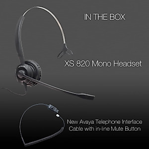 Avaya Compatible Headset XS 820 w/Mute - Avaya IP Phones: J139, J169, J179, 1608, 1616, 9601, 9608, 9610, 9611, 9611G, 9620, 9620C, 9620L, 9621, 9630, 9640, 9640G, 9641, 9650, 9650C, 9670