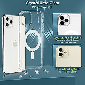 HVDI Clear Magnetic Case for iPhone 11 Pro Max with Mag-Safe Wireless Charging,Soft Silicone TPU Bumper Cover,Thin Slim Fit Hard Back Shockproof Anti-Yellow Protective Case for iPhone 11 Pro Max 6.5In