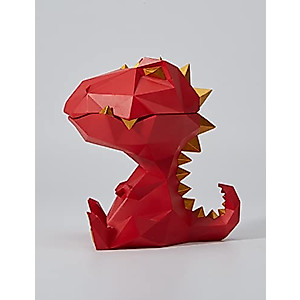 HAUCOZE Candy Dish Cookie Jar Dinosaur Gifts Sculpture Modern Decor Statue Crafts Polyresin Figurine Arts Red 7.1inch