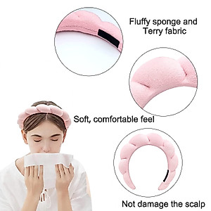 XSHYE Spa Headband for Women Girls Makeup Headband Sponge Terry Towel Cloth Fabric Headband for Washing Face,Skincare,Shower Hair Accessory (2 Pack - Pink+Black)