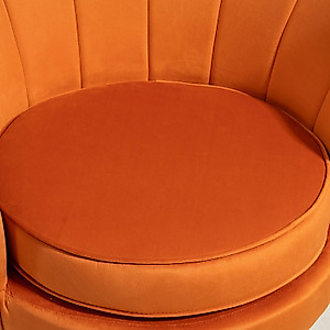 US Pride Furniture Velvet Barrel Chair, Stylish Accent with Scalloped Backrest and Gold Metal Legs, Suitable for Traditional, Modern, and Contemporary Living Rooms, Orange