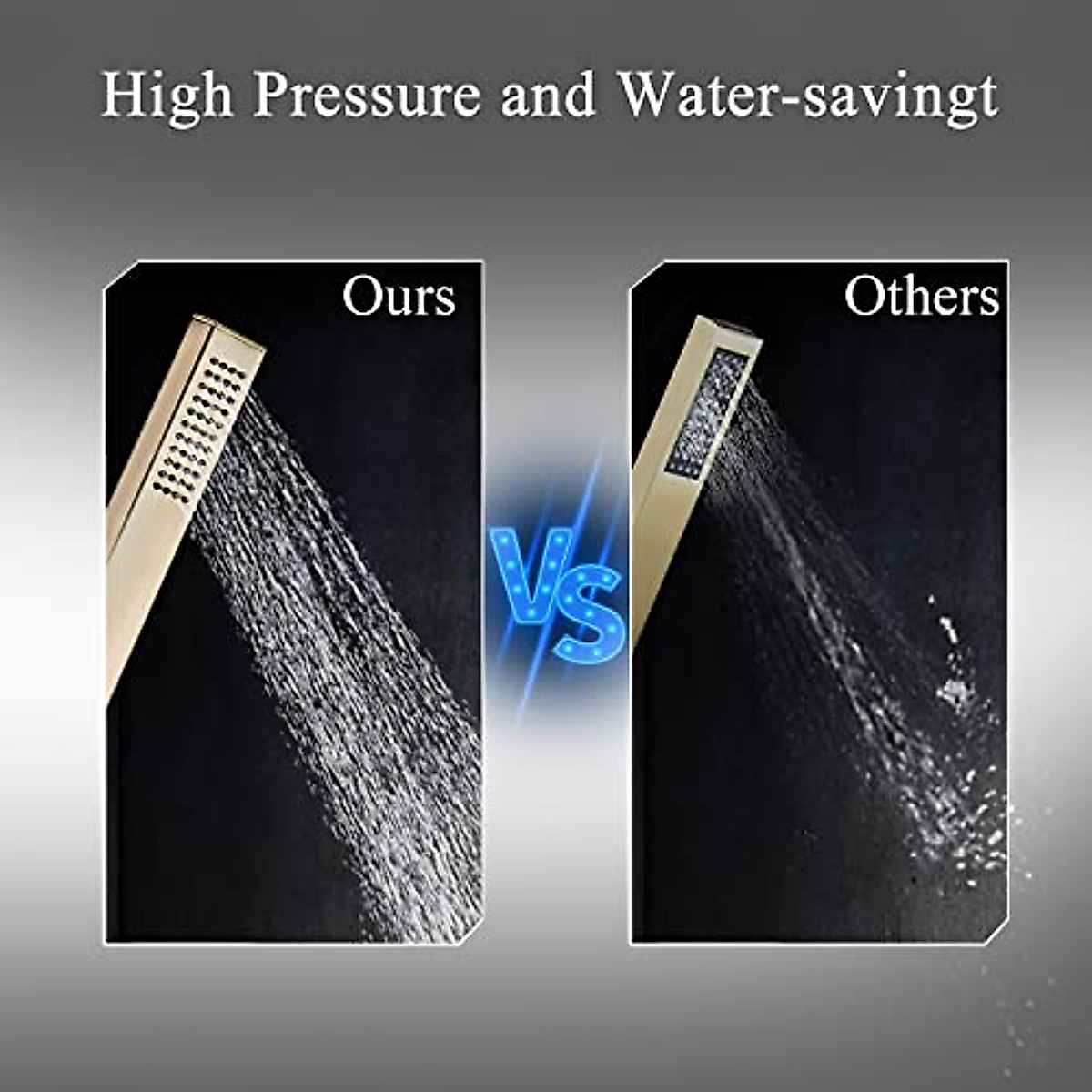 Senlesen Freestanding Bathtub Faucets Floor Mounted Tub Filler Faucet with Handshower Brushed Gold