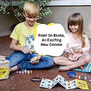 Toiing Rock Art Kit | Creative Reusable Rock Painting Kit for Kids | Indoor Art & Craft Kit with Paints & Paintbrush | Birthday Gift for Kids