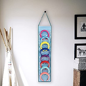 PACMAXI Hanging Headband Holder For Women, Headband Storage Organizer, Hairband Rack Holder With 8 Clear Pockets Container, Headband Storage Holder for Girls With Two Piece Set (blue)