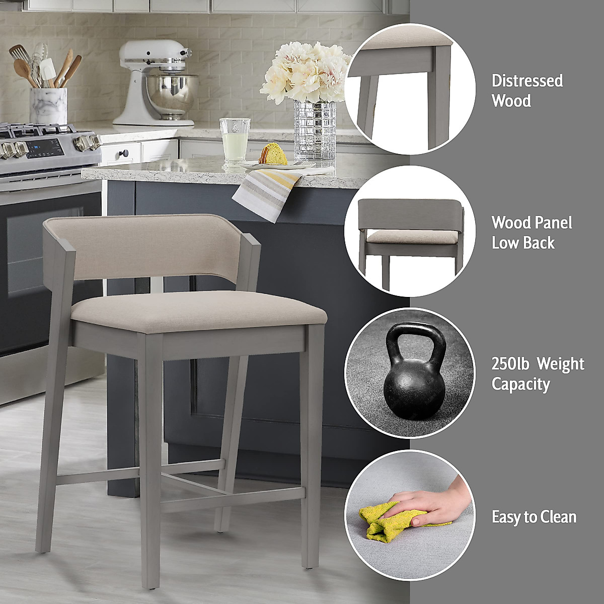 Hillsdale, Dresden Wood Counter Height Stool, Distressed Gray