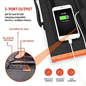 XINPUGUANG 80W 12V Foldable Solar Panel Kit Portable Solar Charger USB DC Output for RV/Camping/Portable Power Station/Cell Phone