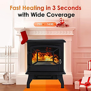 Electric Fireplace Fireplace Heater, Portable Freestanding Fireplace, Stove Heaters with Realistic Flame &Overheating Safety Protection, Fireplace Heaters for Indoor Use, 1500W CSA