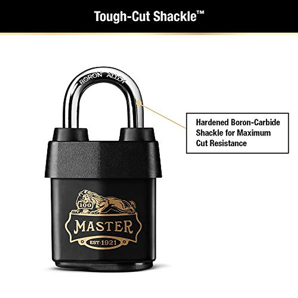 Master Lock 1921D Keyed Padlock, 2-1/8 in Wide, Black