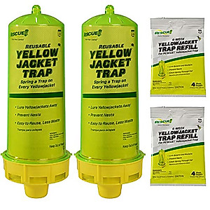 RESCUE! Reusable Yellowjacket Trap - 2 Pack + 2 Four-Week Refills