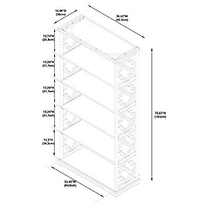 Powell Furniture Turner Bookcase, Black, 36.5" x 15.8" x 72"
