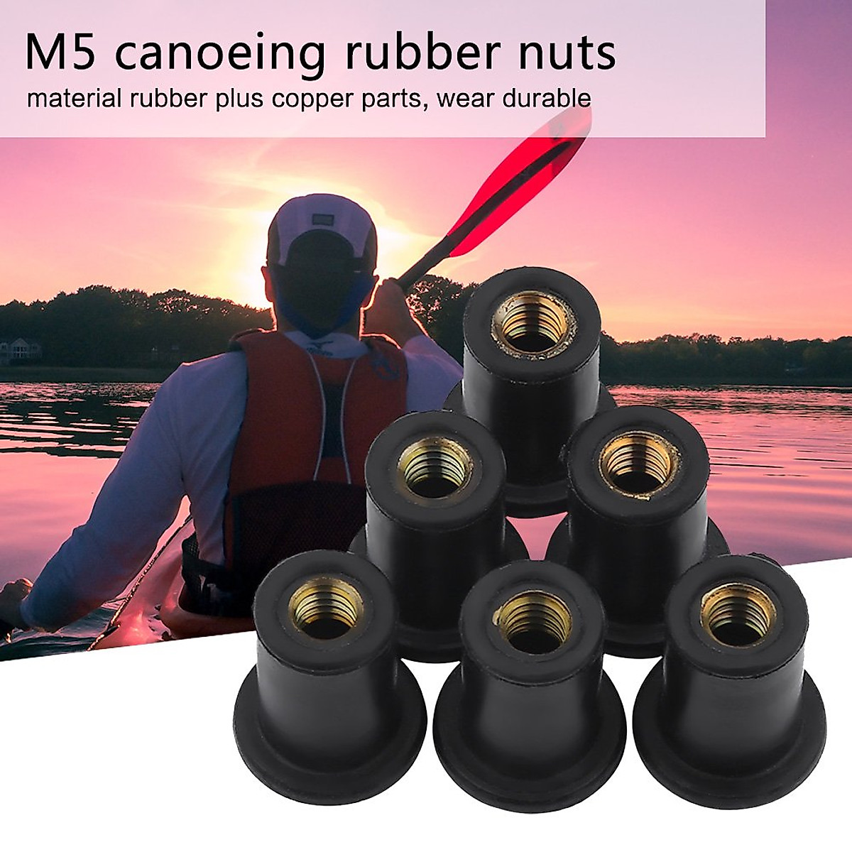 Dilwe Windshield Bolts, 6pc M5 Quality Rubber Well Nuts for Sealing Holes or Isolating Vibrations for Motorcycles Kayak Canoe Boats